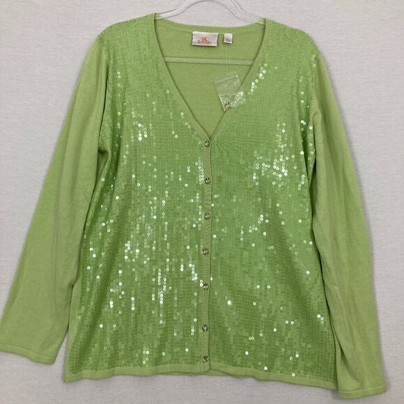 Quacker Factory | Sweaters | Vintage Quacker Factory Lime Green Sequins ...